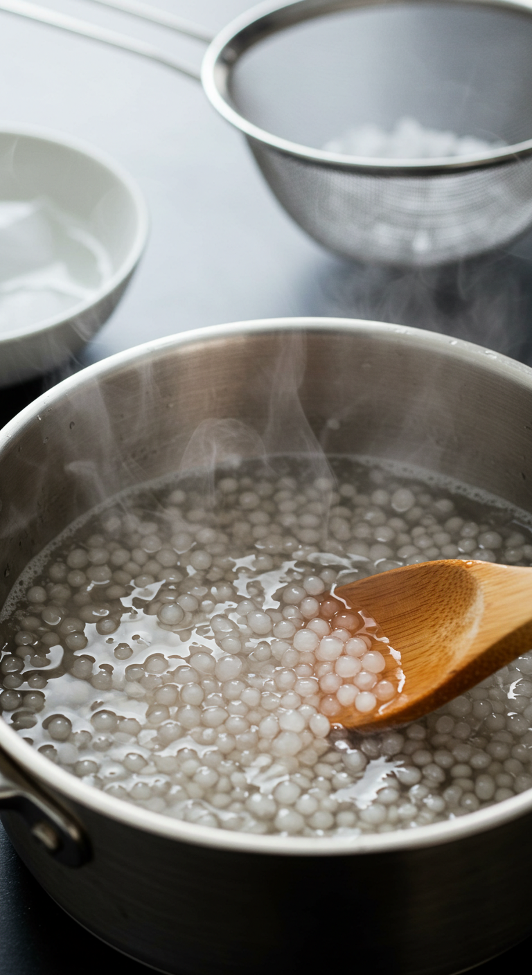 Matcha Peach Sago Drink - Beans n Teas